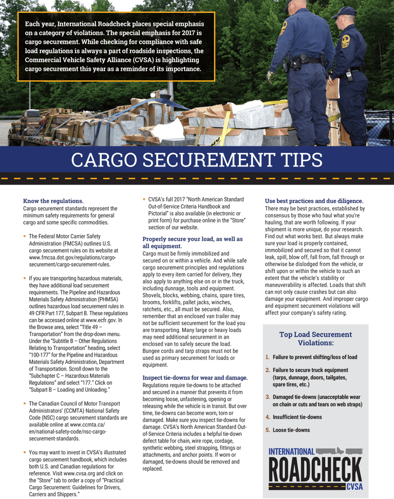 CVSA 2017 International Roadcheck Starts June 6; Your Fleet Safety ...