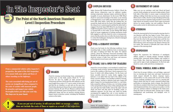 CVSA Annual Roadcheck Planned for June 2 – 4, 2015 - Fleet Safety Checklist